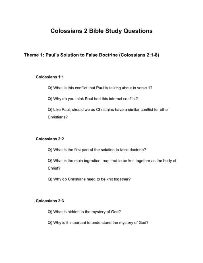 Easy to Understand Colossians 2 Commentary with Bible Study Questions ...