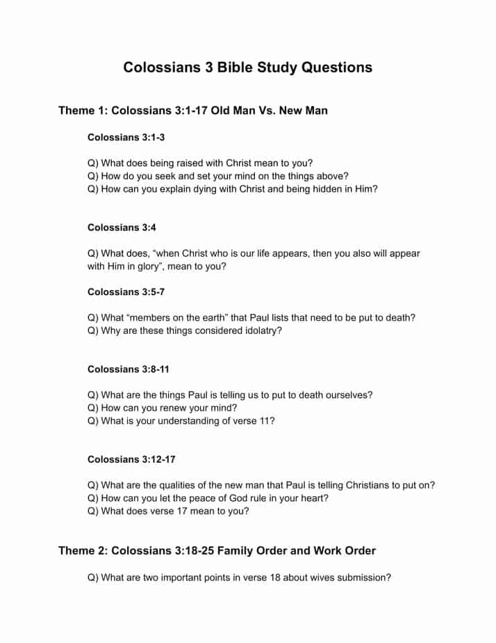 Easy to Understand Colossians 3 Commentary with Bible Study Questions ...